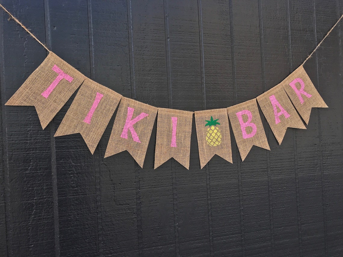 TIKI BAR Banner Luau Party Banner Custom Party Decor - Etsy
