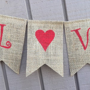 I LOVE YOU Burlap Banner, Valentines Day Decor, Valentines Burlap ...