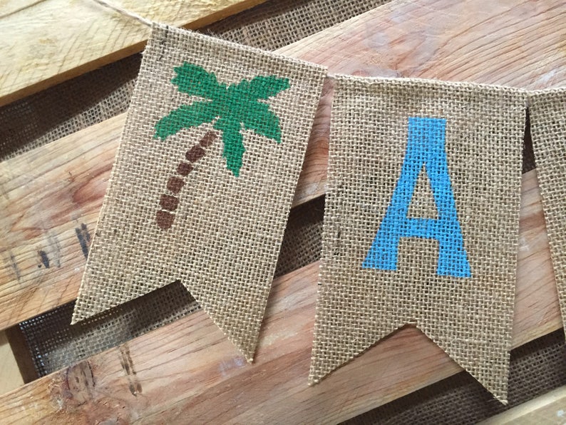 ALOHA Burlap Banner Luau Party Banner Custom Party Decor | Etsy