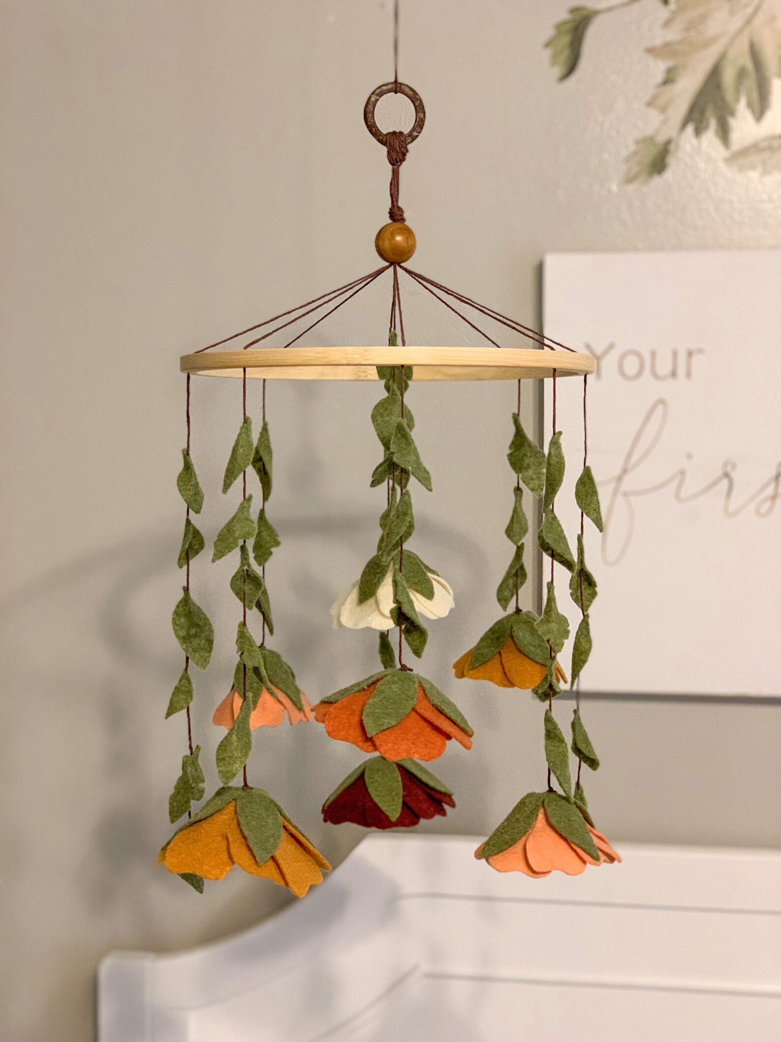 Felt Flower Crib Mobile Boho Chic Floral Nursery Decor Baby - Etsy