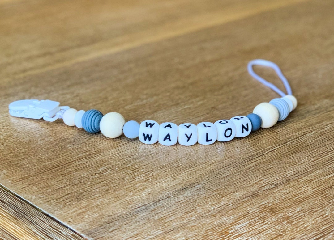 Personalized Baby Name Silicone Pacifier Clip, Baby Shower Gift ...
