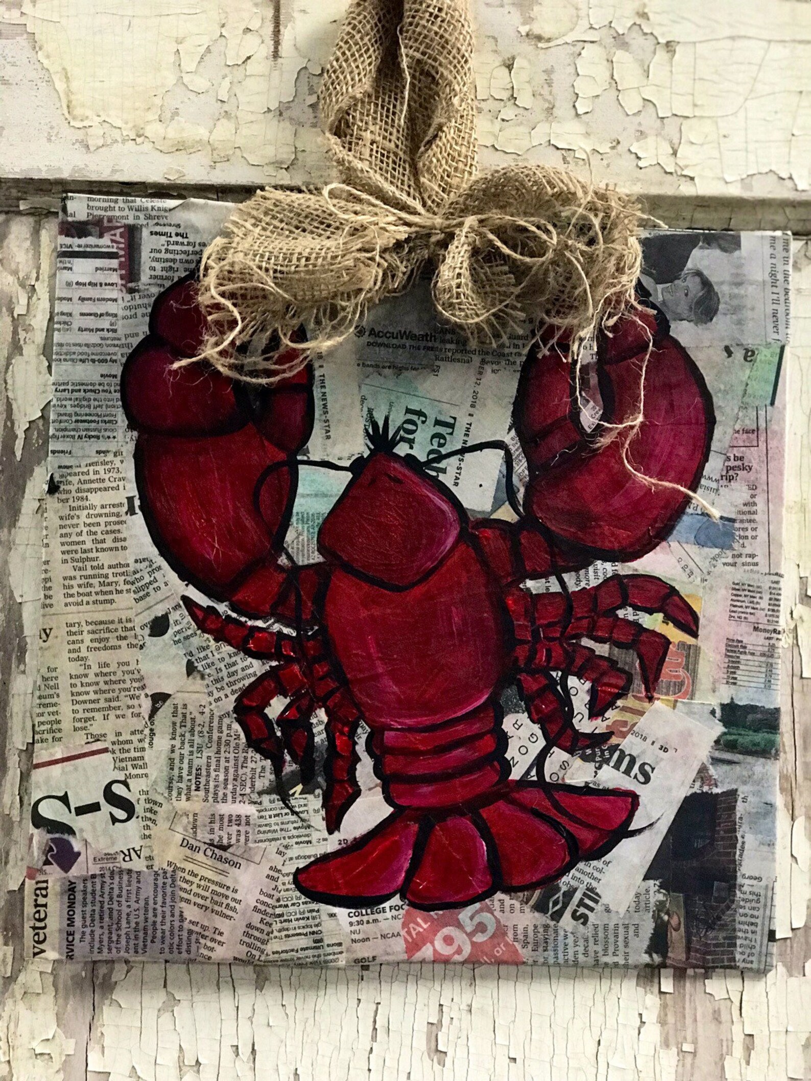 Crawfish Newspaper Canvas - Etsy