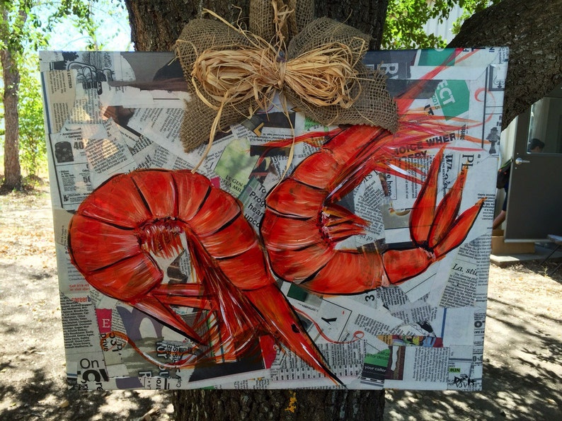 Shrimp Newspaper Canvas! - Etsy