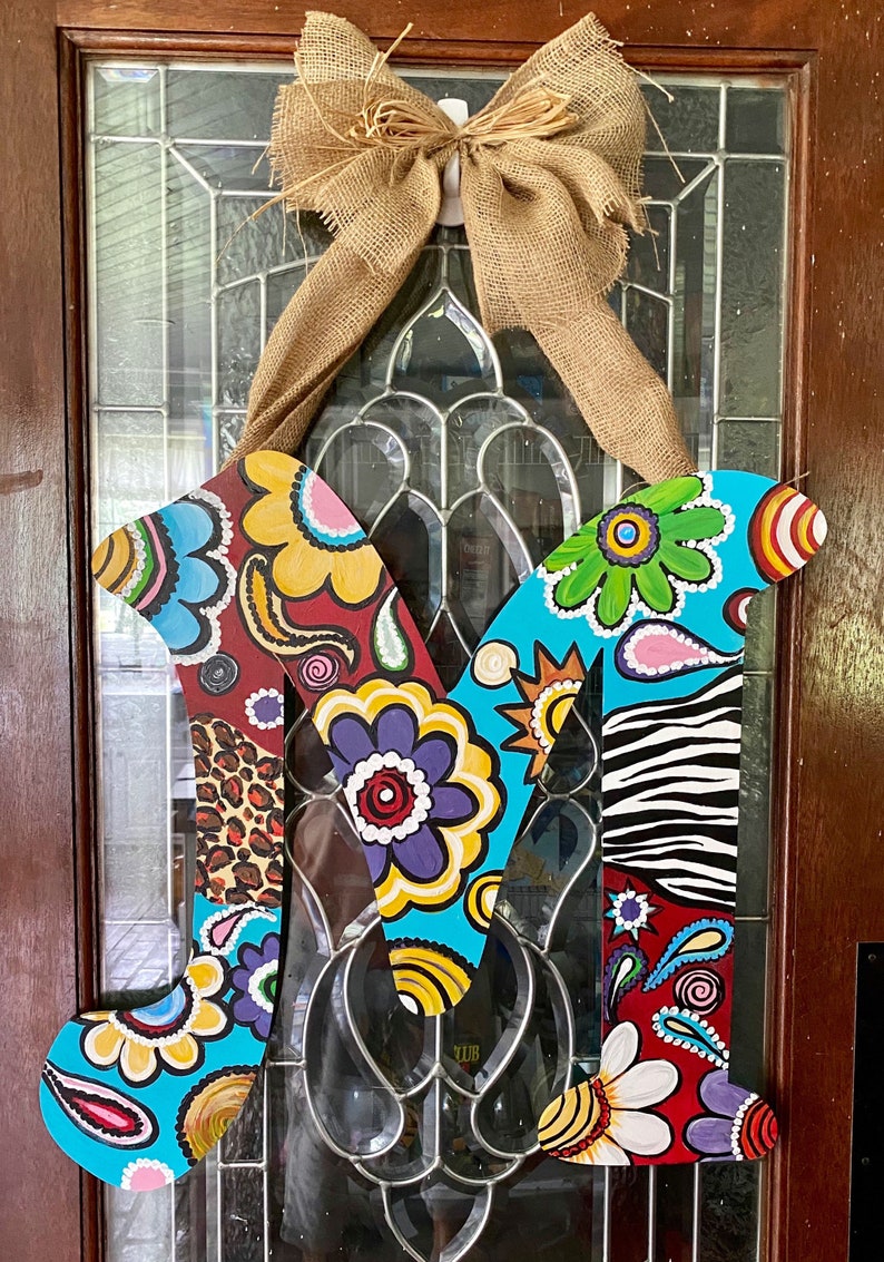 Colorful Personalized Wood Initial Door Hanger - Etsy