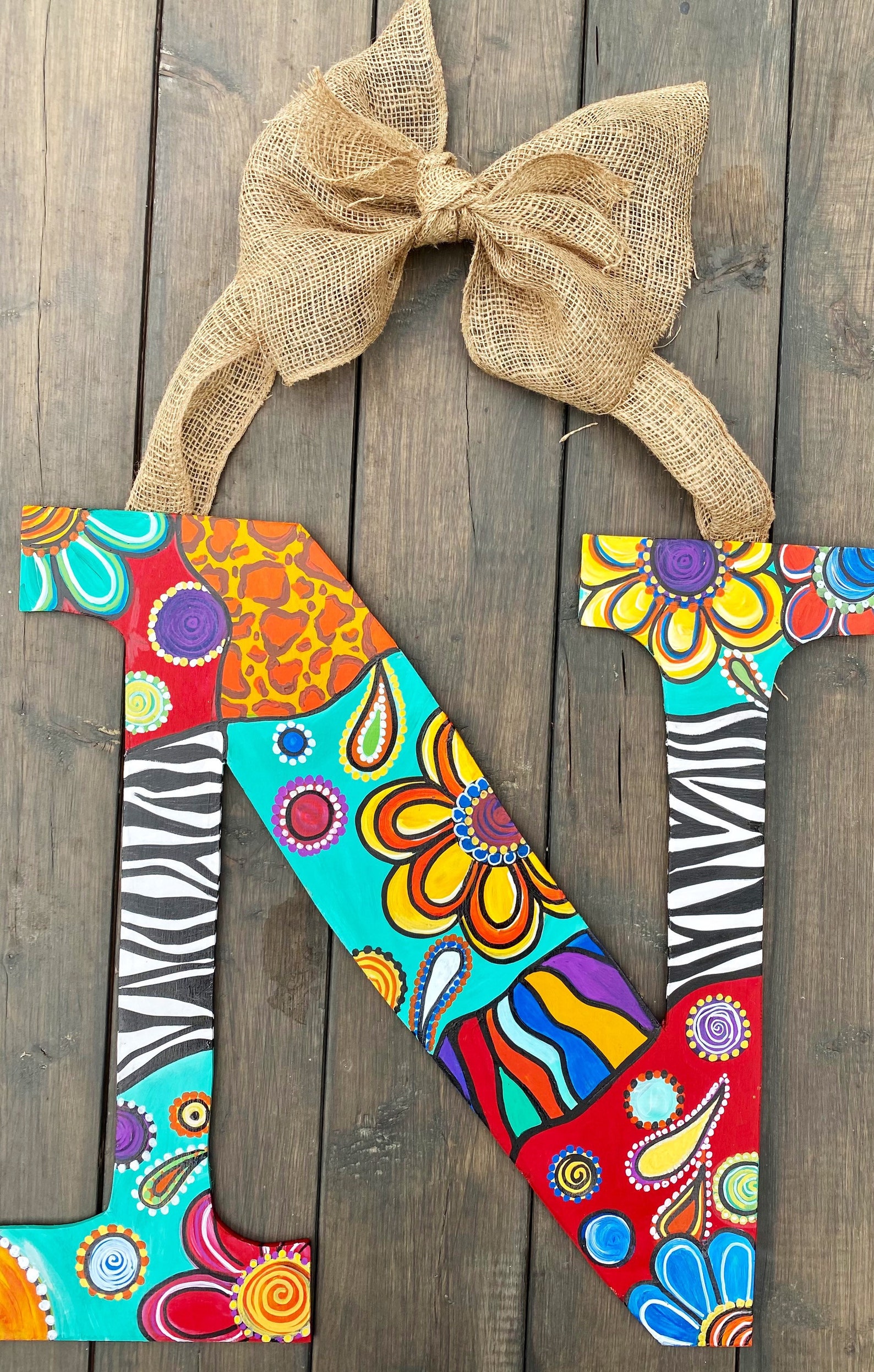 Colorful Personalized Wood Initial Door Hanger - Etsy