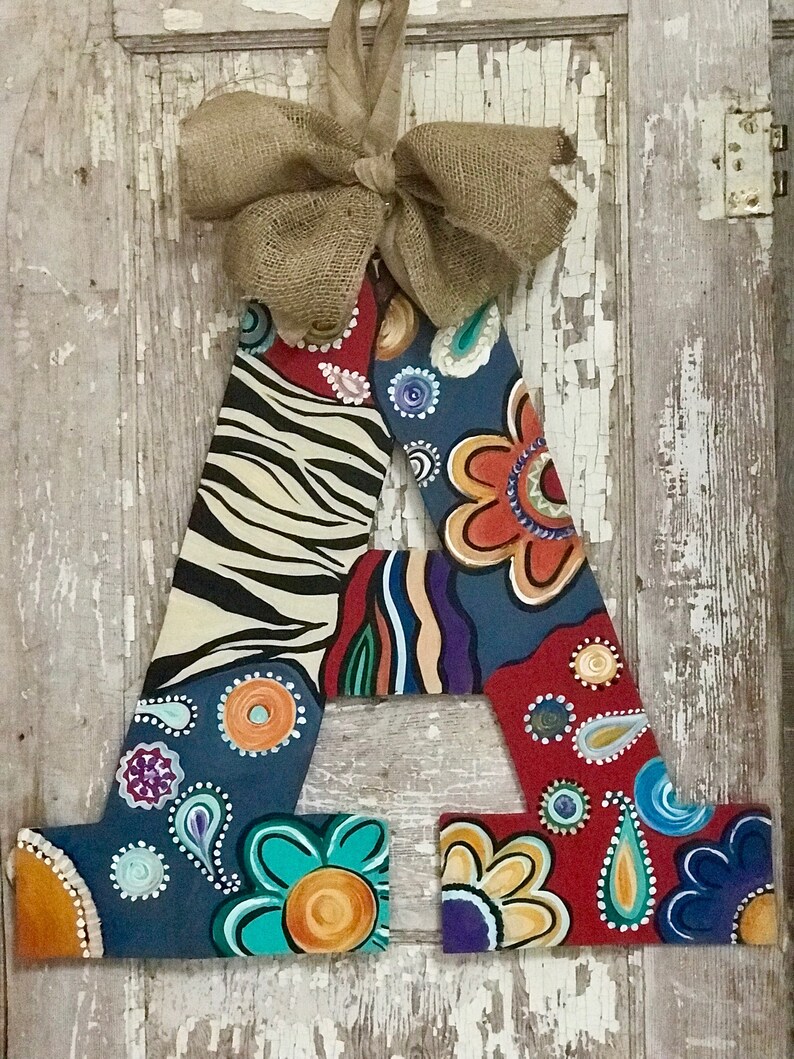 Colorful Personalized Wood Initial Door Hanger - Etsy