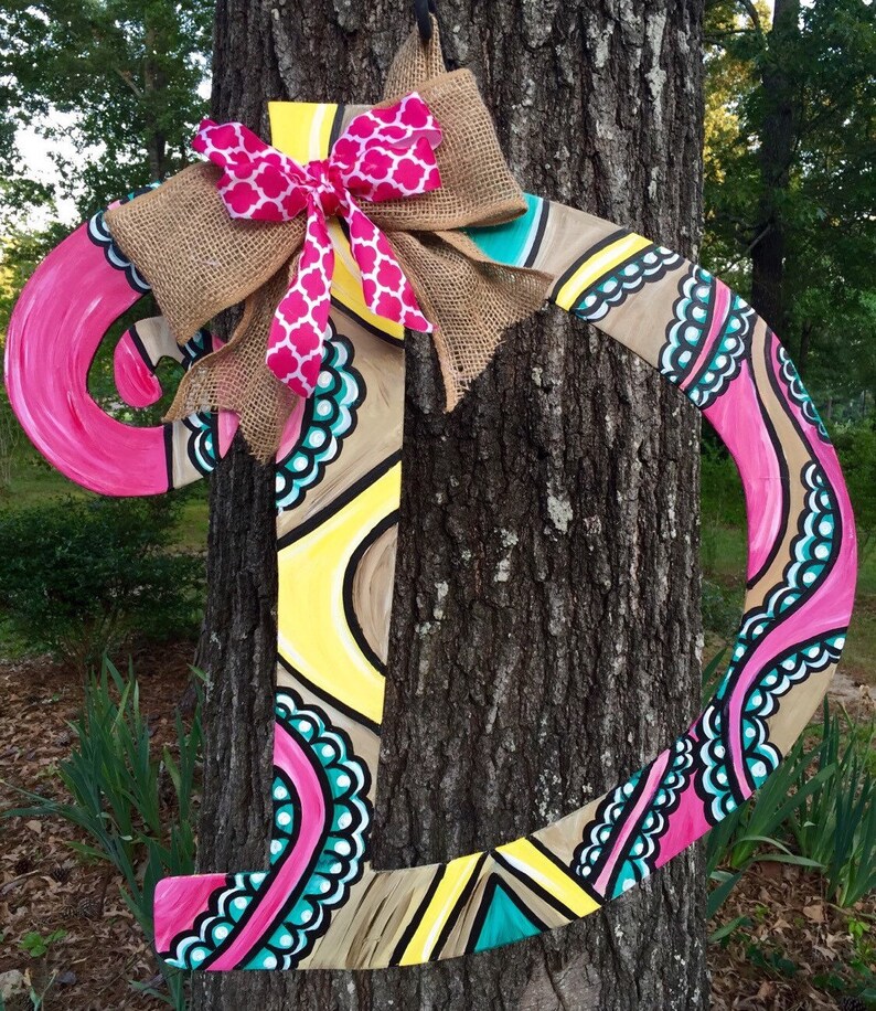 Colorful Personalized Wood Initial Door Hanger - Etsy
