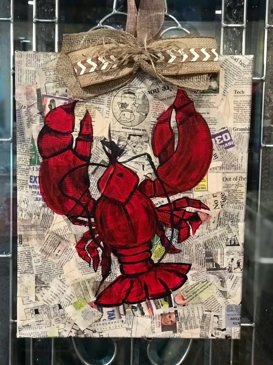 Crawfish Newspaper Canvas - Etsy