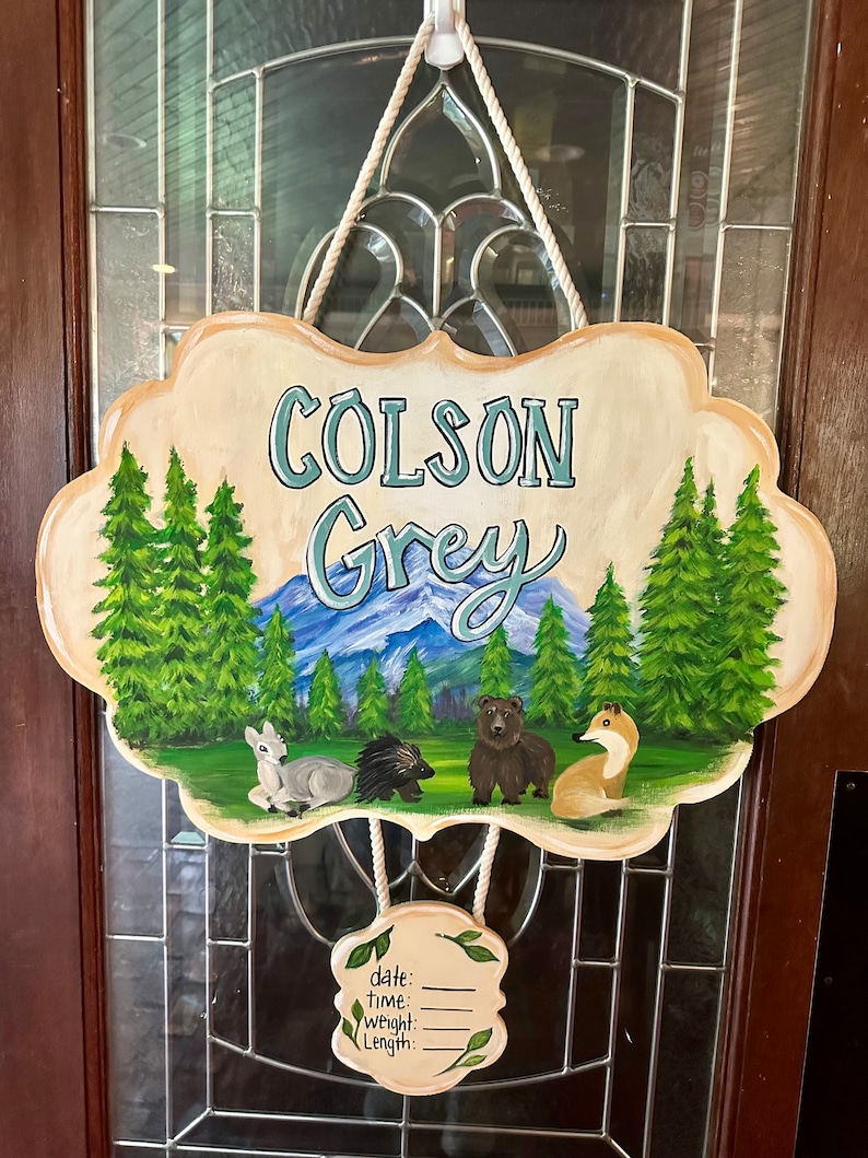 Mountain, Forest and Animals Baby Door Hanger - Etsy