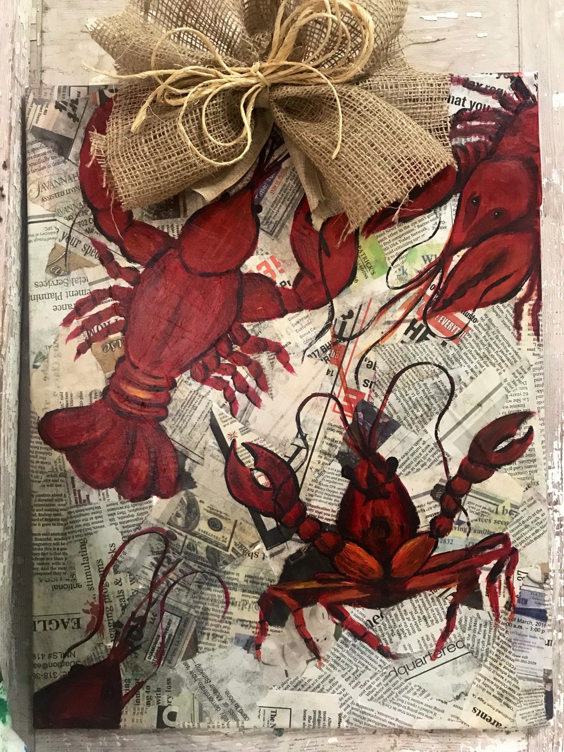 Crawfish Newspaper Canvas - Etsy