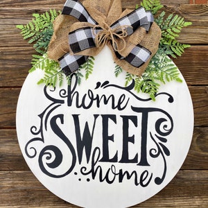 Round Home Sweet Home Door Hanger - Etsy