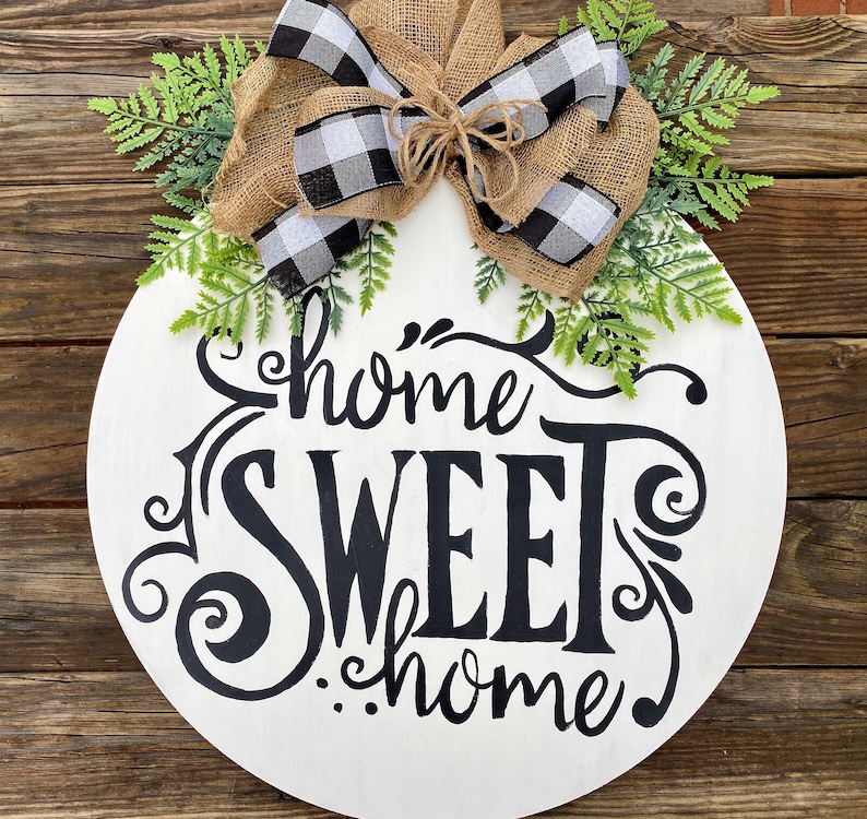 Round home sweet home door hanger | Etsy