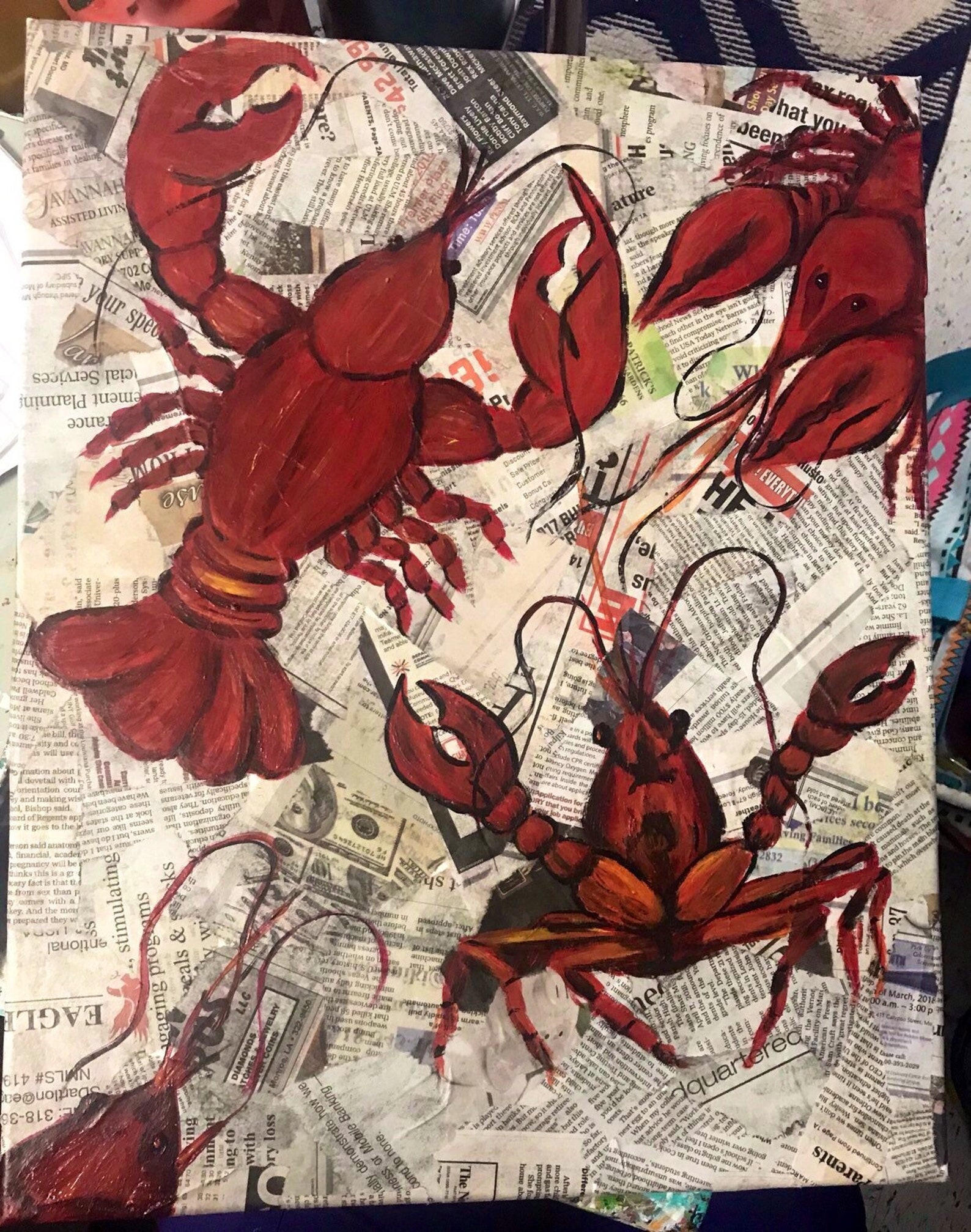 Crawfish Newspaper Canvas - Etsy