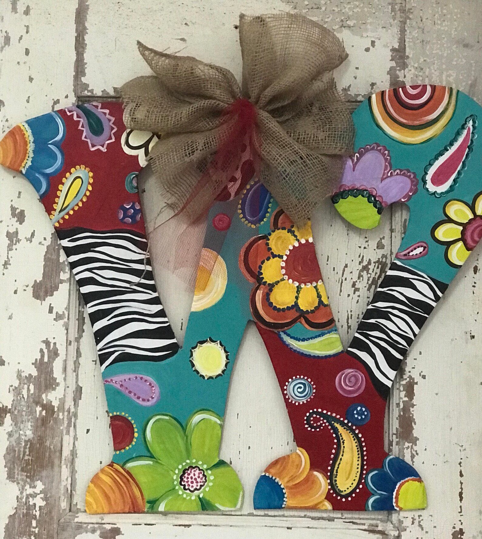 Colorful Personalized Wood Initial Door Hanger - Etsy