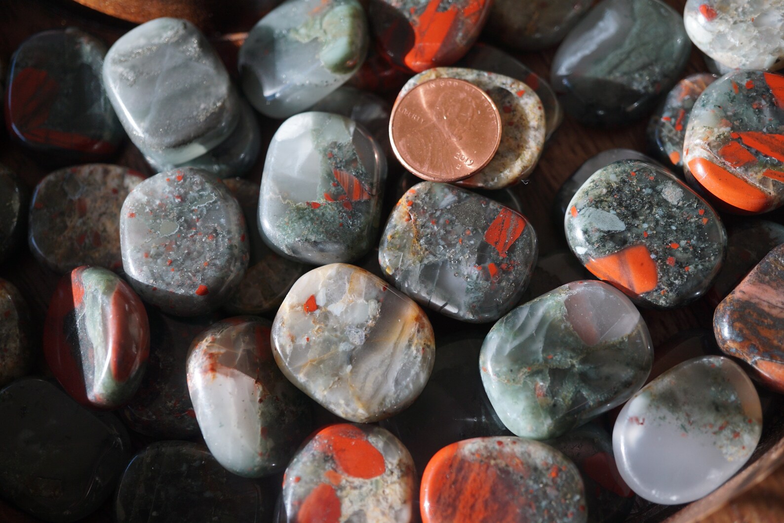 Dragon Bloodstone medallion worry stone/pocket stone for | Etsy