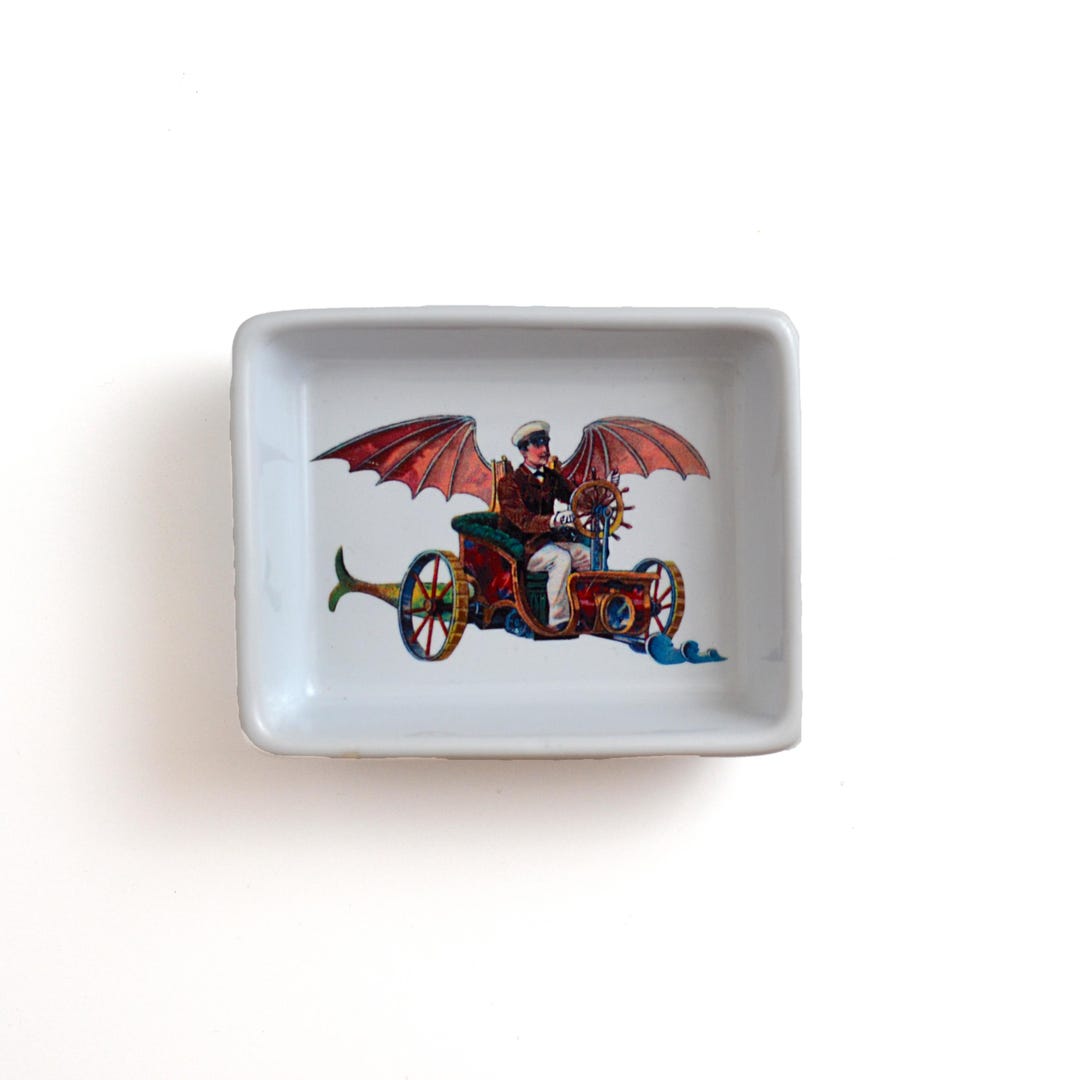 Victorian Flying Machine Redesigned/upcycled Vintage China Trinket Dish ...