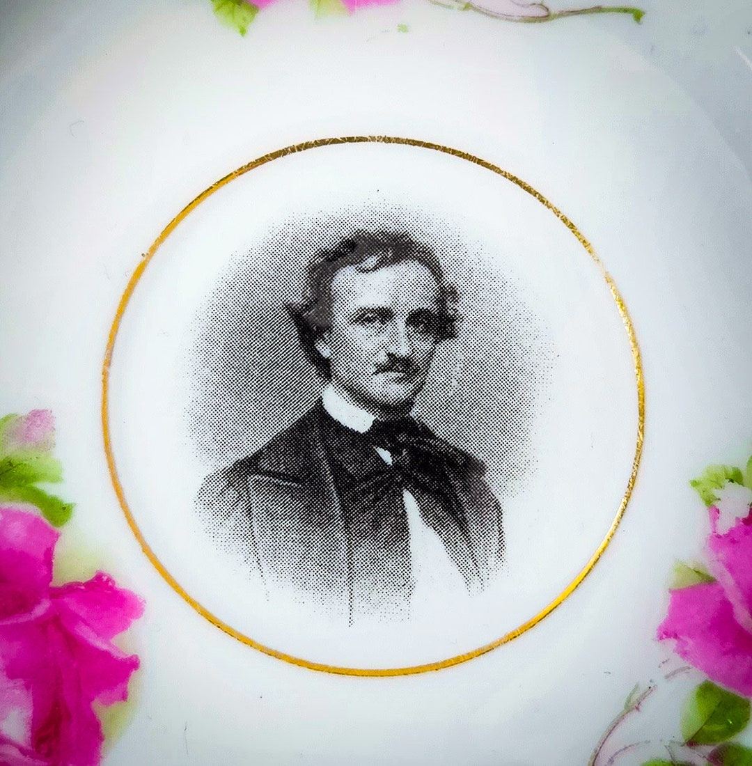 Edgar Allen Poe Portrait Redesigned/upcycled Vintage China Trinket Dish ...