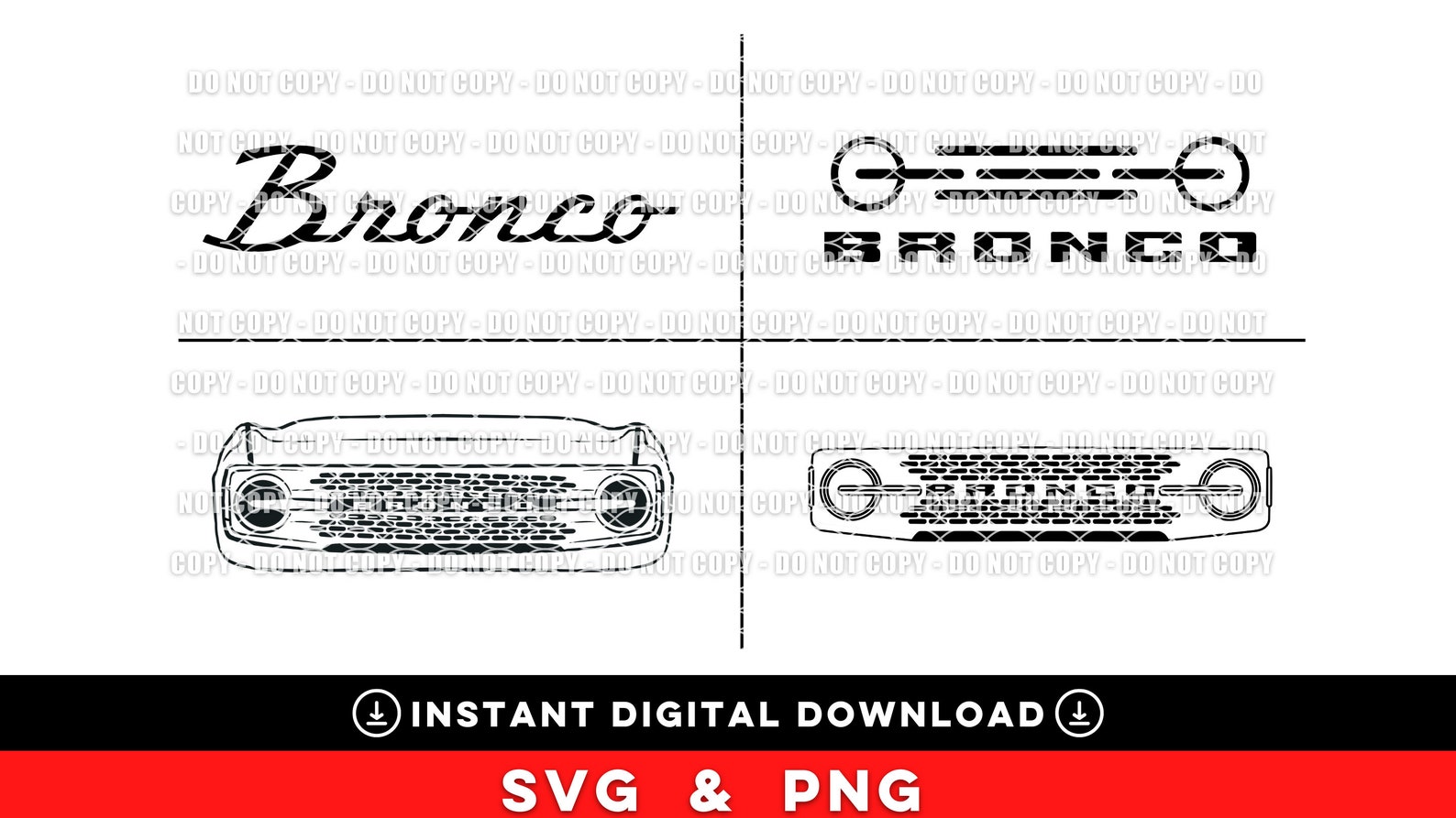 Ford Bronco SVG PNG Cricut Silhouette Cut Files, Bronco Grill, Ford ...