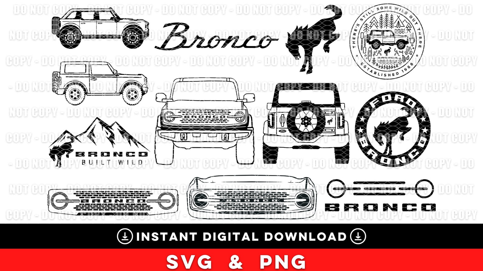 Ford Bronco SVG PNG Cricut Silhouette Cut Files, Bronco Grill, Ford ...