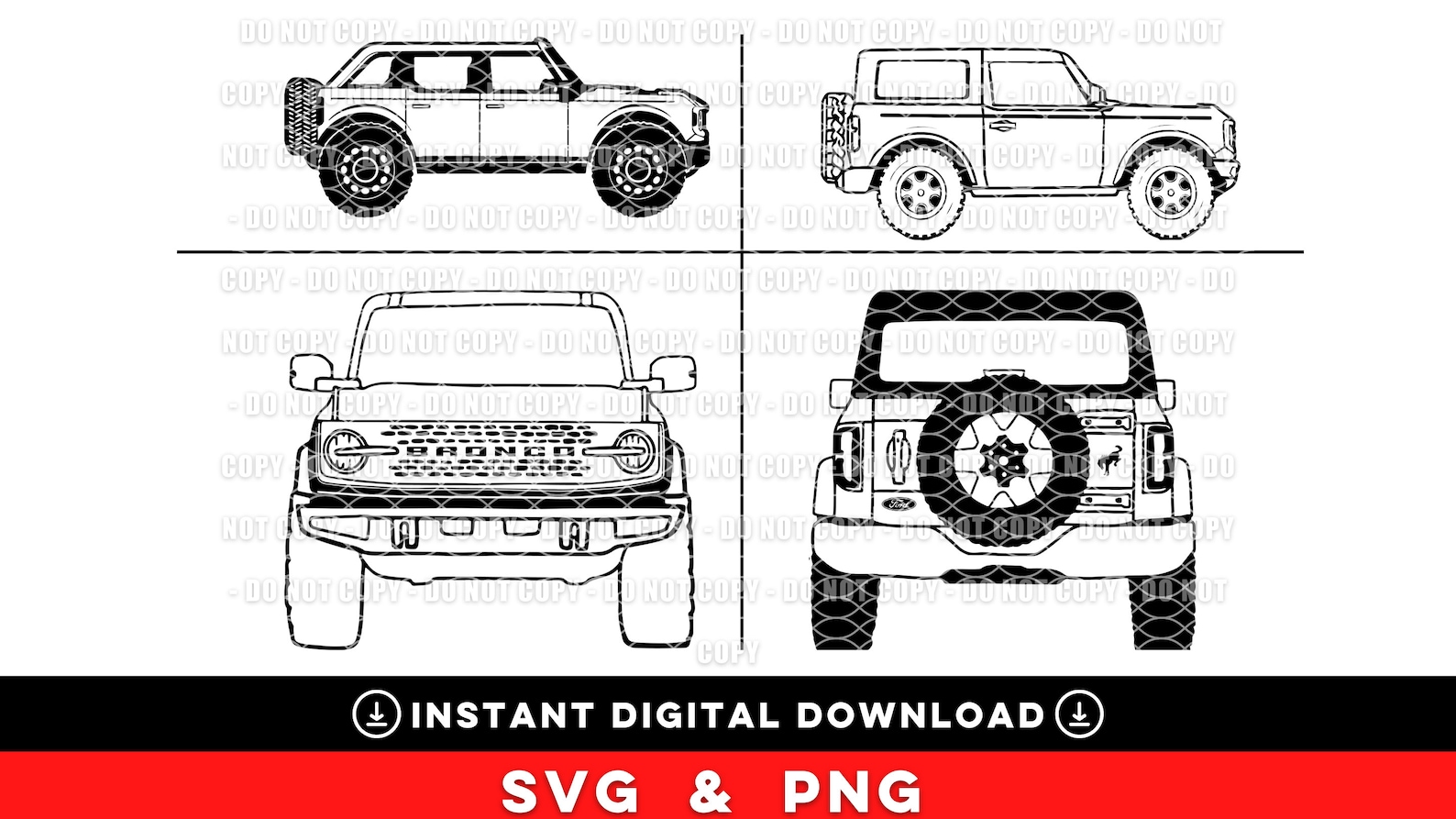 Ford Bronco SVG PNG Cricut Silhouette Cut Files, Bronco Grill, Ford ...
