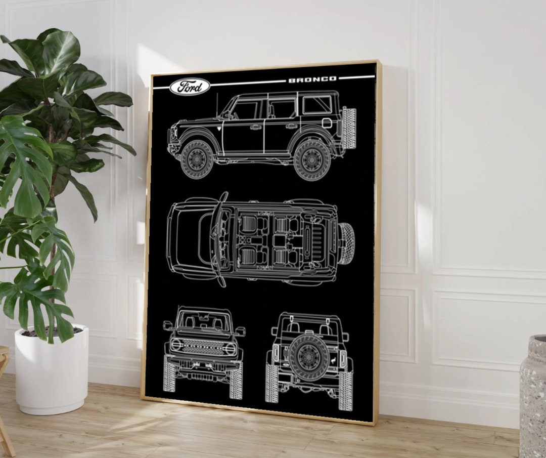 Ford Bronco Blueprint Poster, 2021 Ford Bronco, Ford Bronco Gift ...
