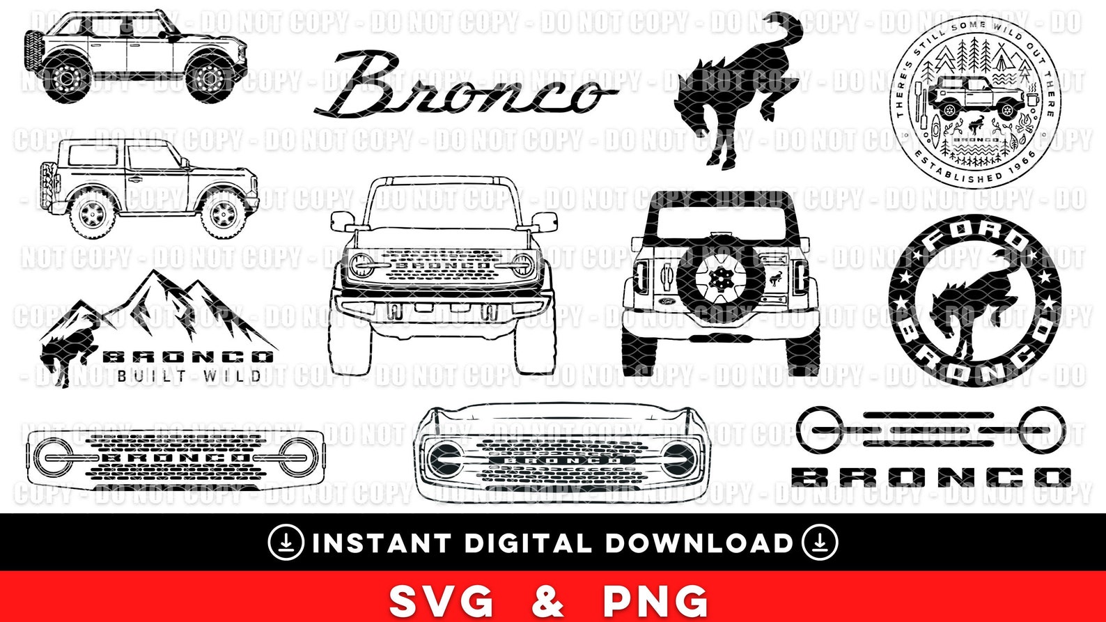 Ford Bronco SVG PNG Cricut Silhouette Cut Files, Bronco Grill, Ford ...
