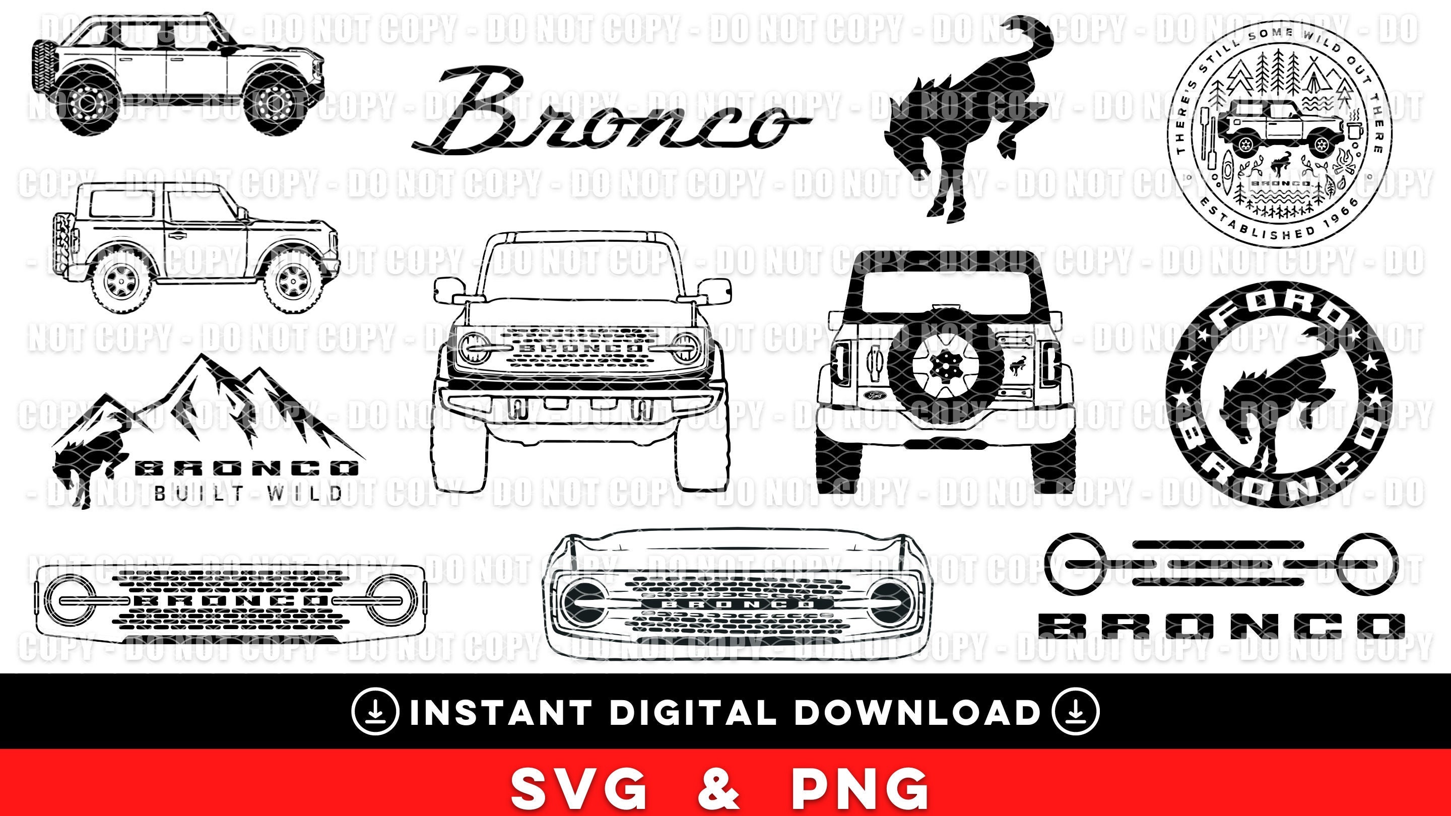 Ford Bronco SVG PNG JPG Cricut Silhouette Cut Files Bronco - Etsy