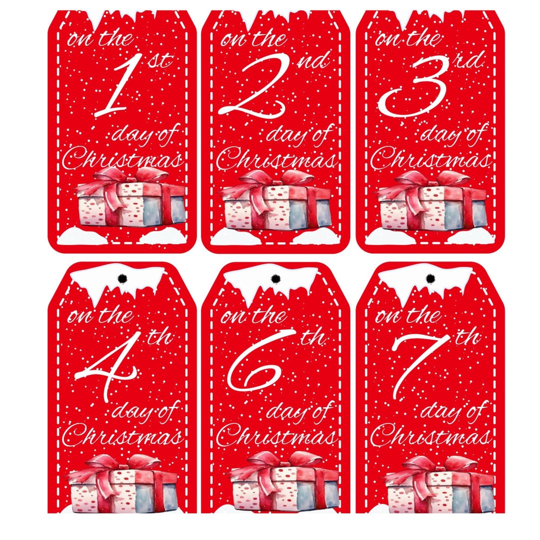 Set of 12 Days of Christmas Gift Tags Christmas Printables - Etsy
