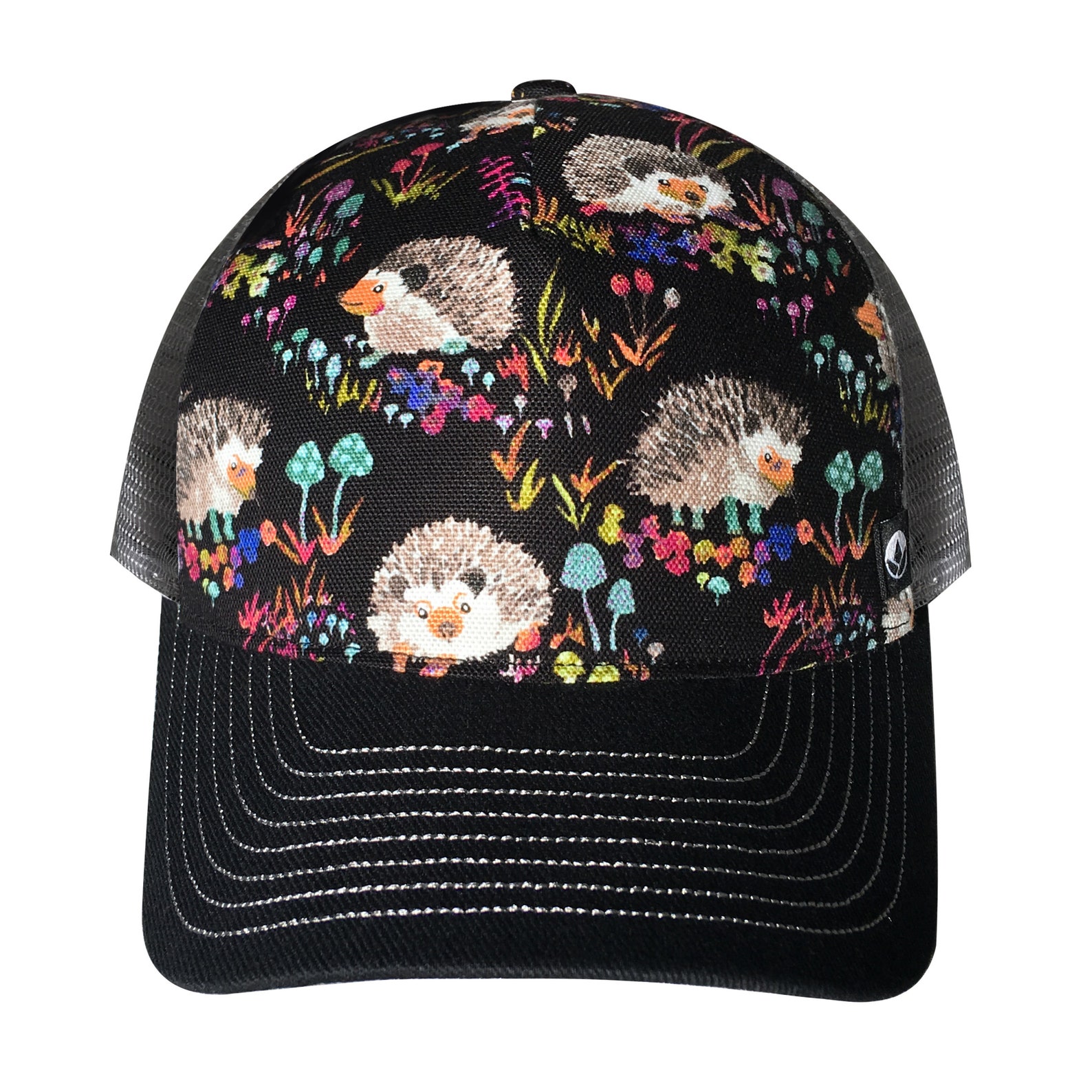 Hedgehog gift hedgehog hat women's trucker Black hat | Etsy