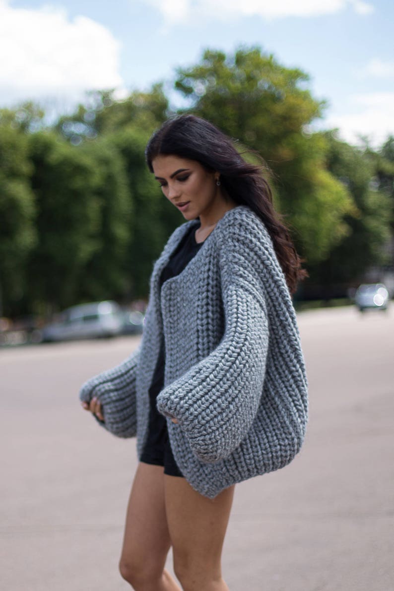 Bomber jacket Chunky knit oversized cardigan Alpaca slouchy | Etsy