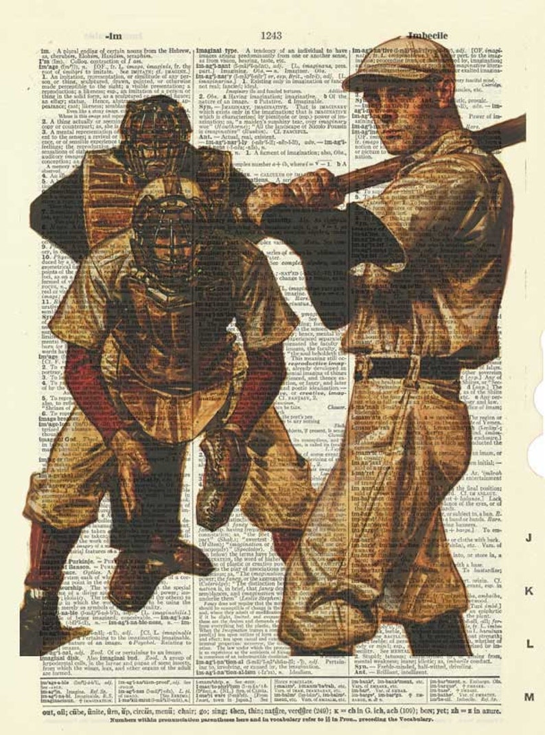 Baseball Batter Dictionary Art Print Book Page Art Print - Etsy