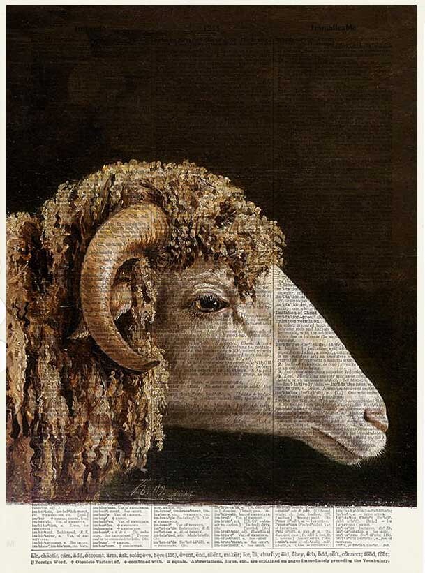 Mohair Ram Vintage Dictionary Art Print Shabby Chic Book Page Print No ...