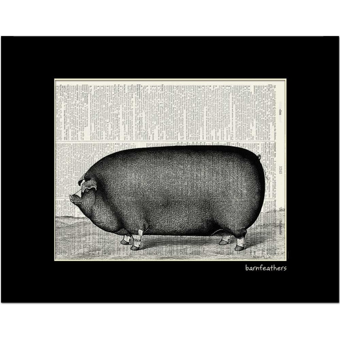 FAT PIG Printed on a Dictionary Page Country Decor Dictionary Art Print ...