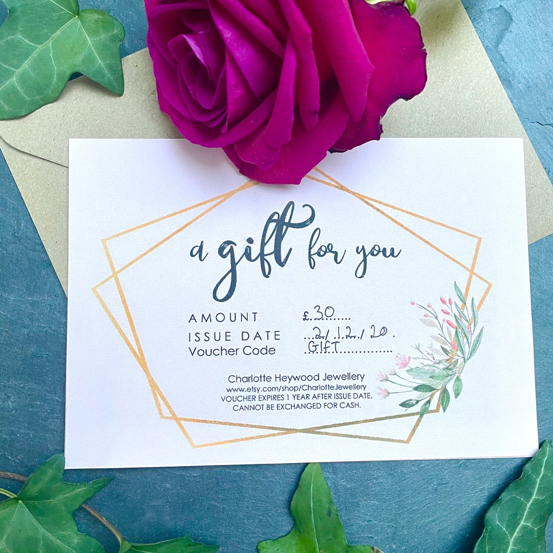 Jewellery Gift Card - Jewellery Gift Voucher - Gift for Her - Jewellery ...