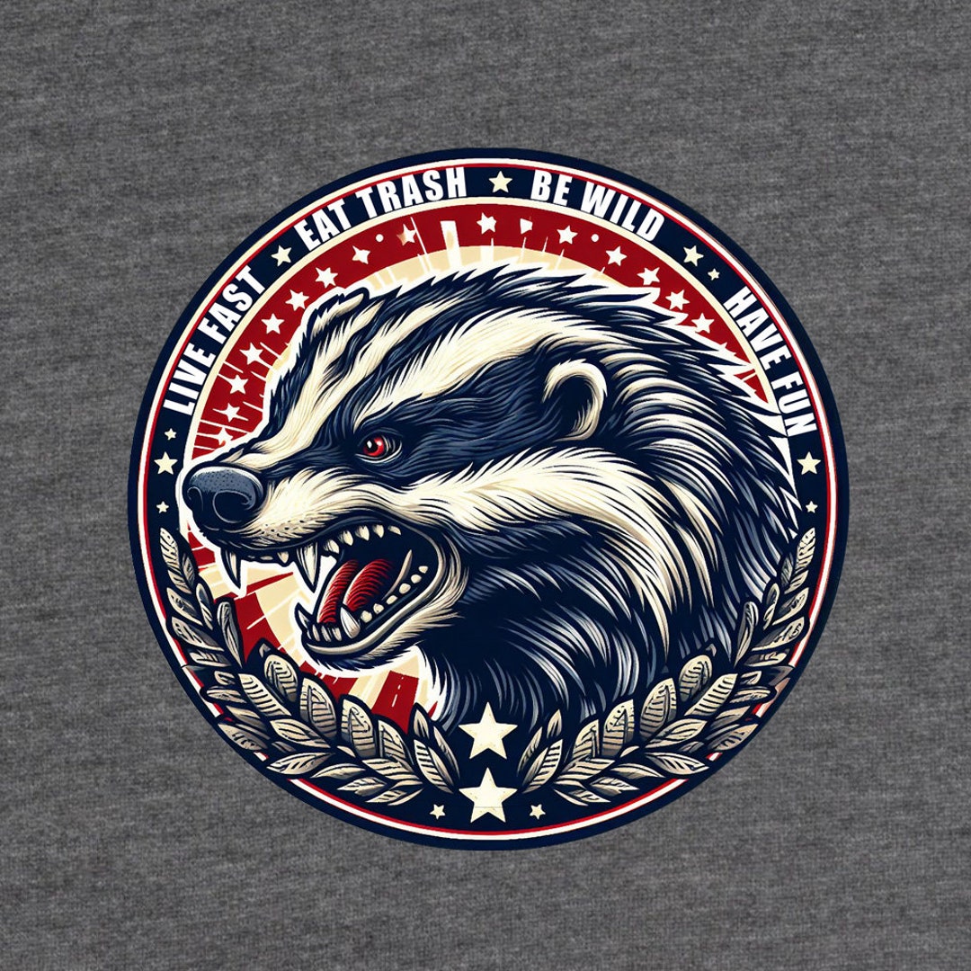 Live Fast Eat Trash Honey Badger - Dark Heather Grey Tshirt FREE ...