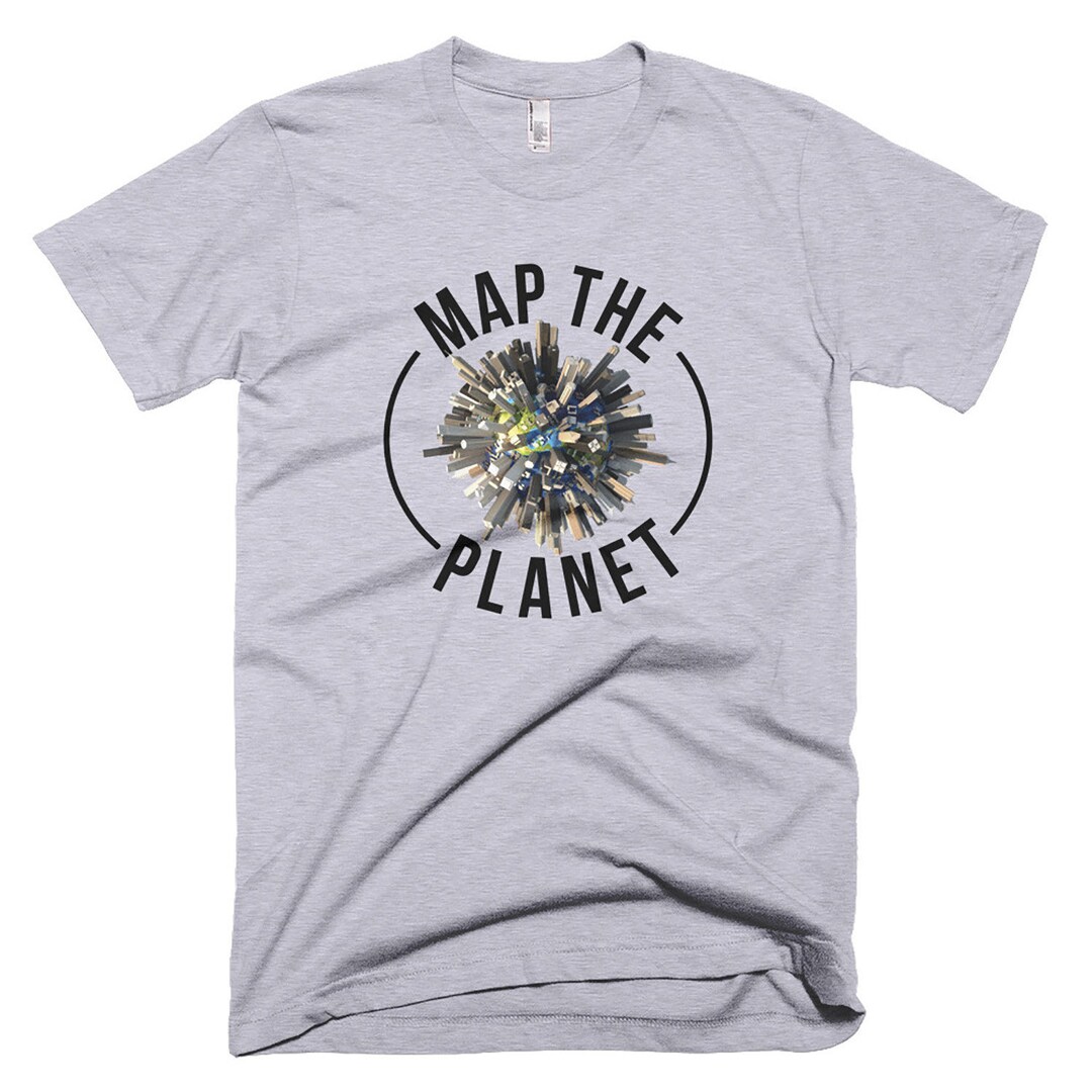 Map the Planet - Heather Gray Tshirt FREE SHIPPING - Etsy