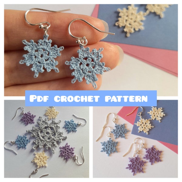 Crochet Snowflake Earrings - Etsy