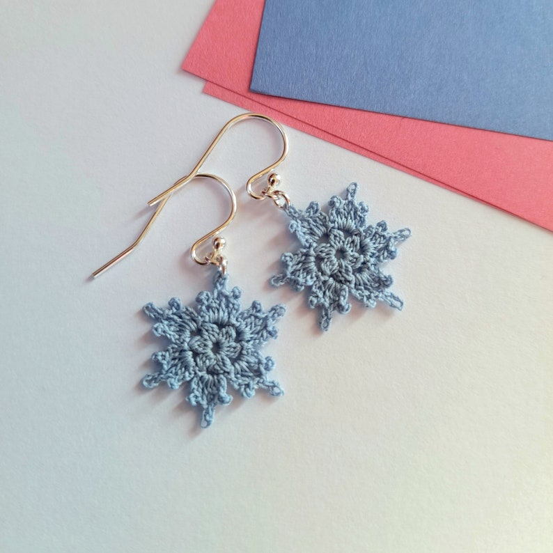 Snowflake Lace Earrings, Crochet Snowflake Earrings,tiny Chrismas ...