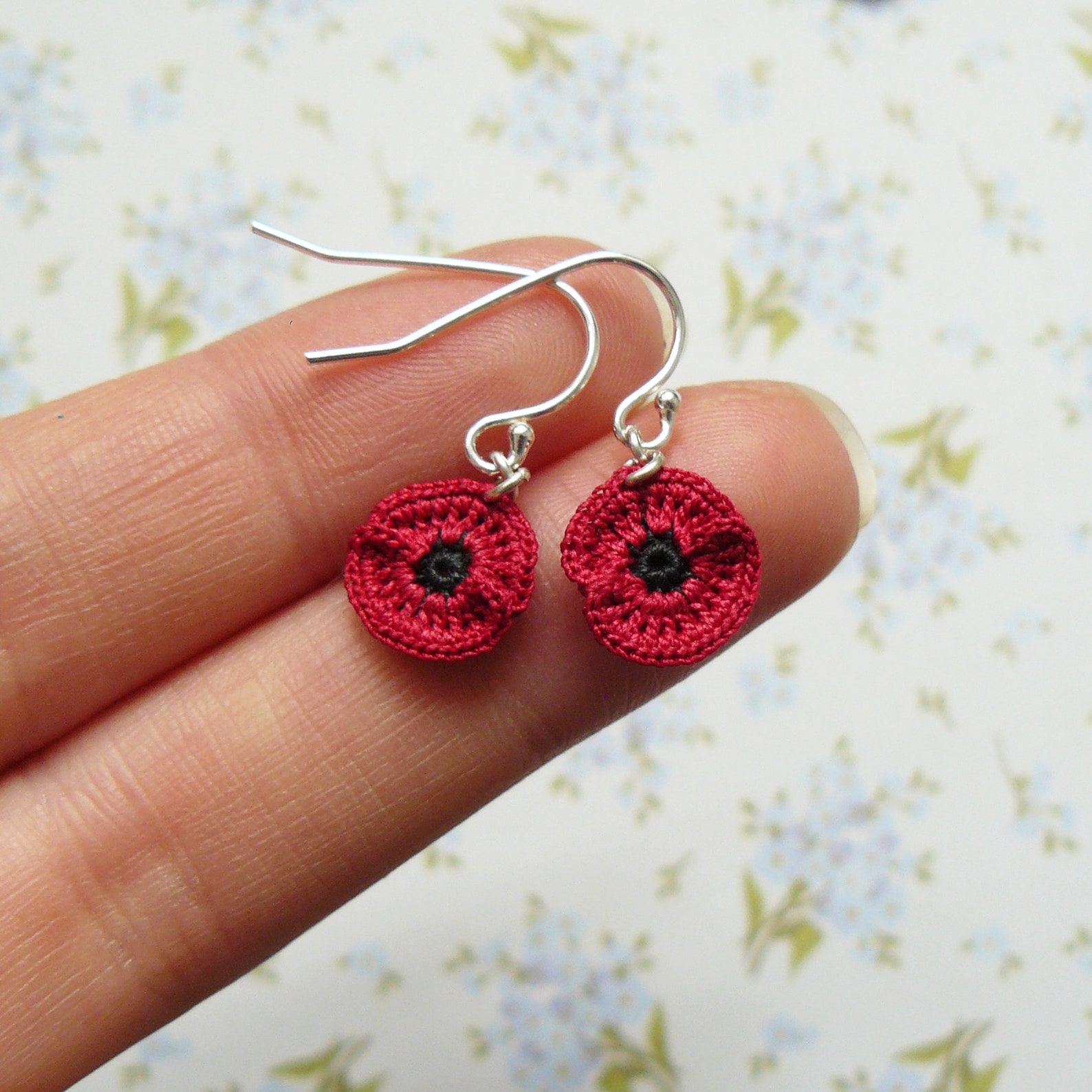 Micro Crochet Pattern Poppy Jewellery, Poppy Earring DIY, Gift for Her ...