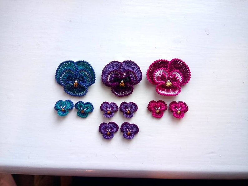 Pansy Earrings, Crochet Pansy Earrings, Crochet Lace, Sterling Silver ...