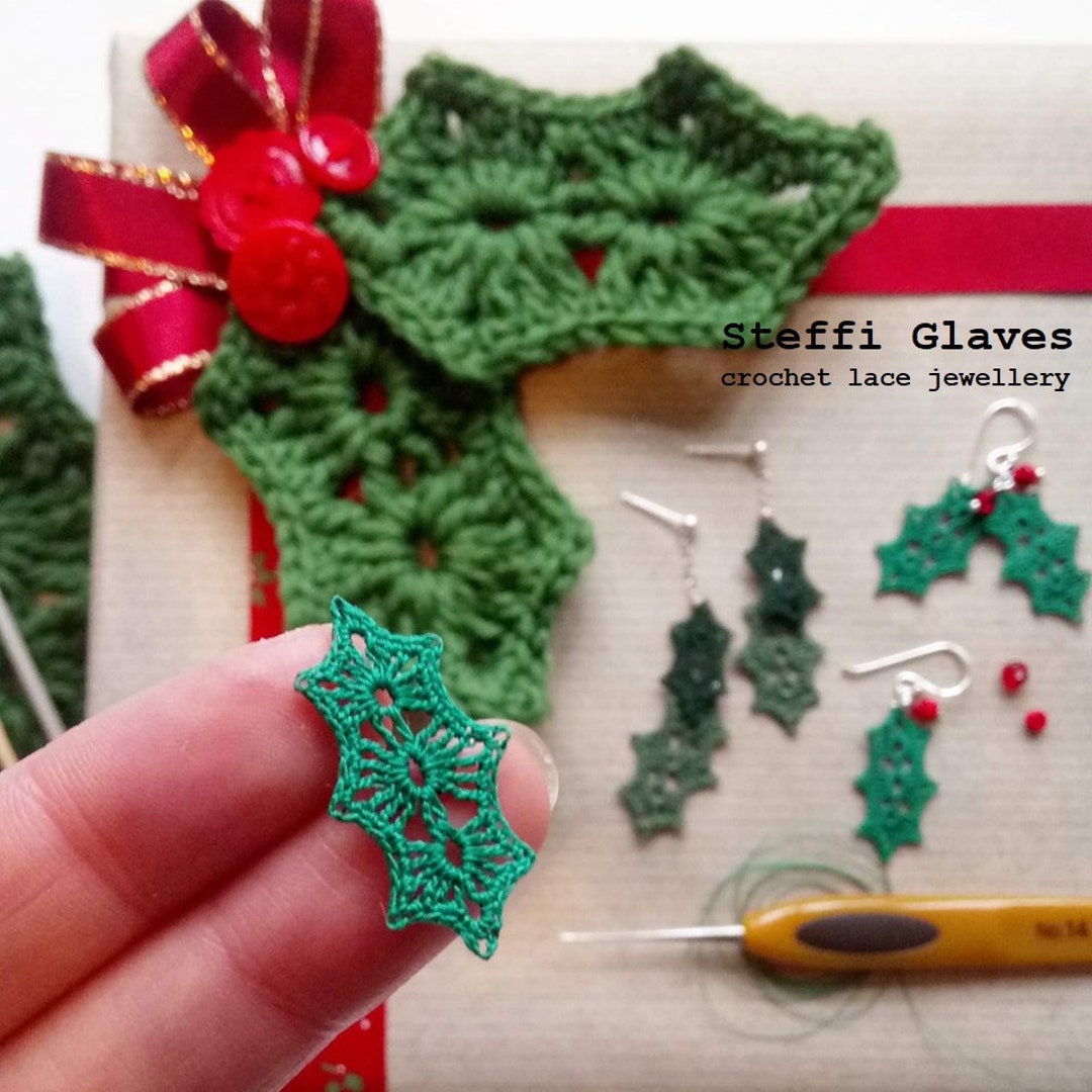 Holly Leaf Crochet Pattern, Holly Earring Crochet Pattern, Holly ...