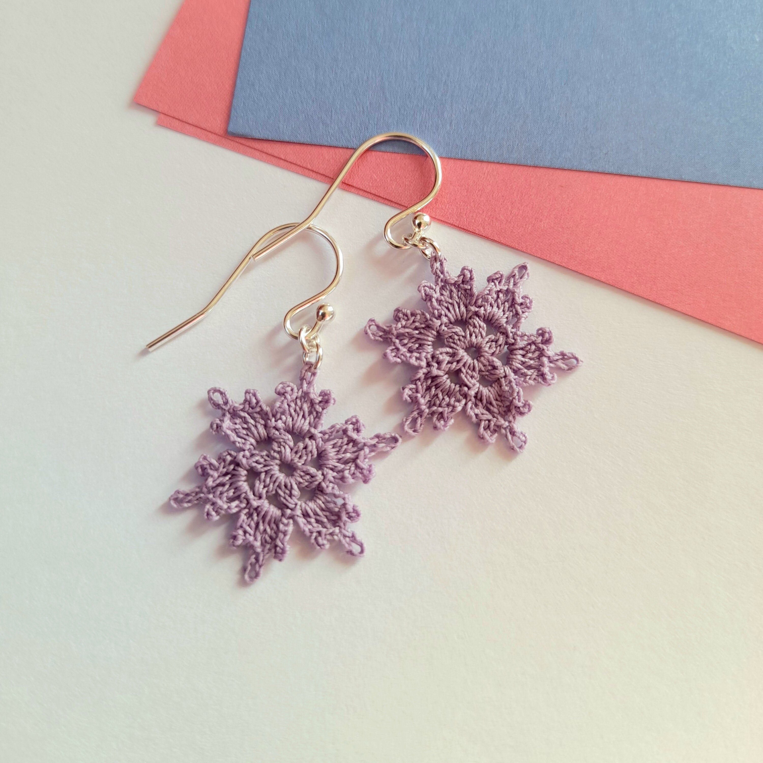 Snowflake Lace Earrings, Crochet Snowflake Earrings,tiny Chrismas ...