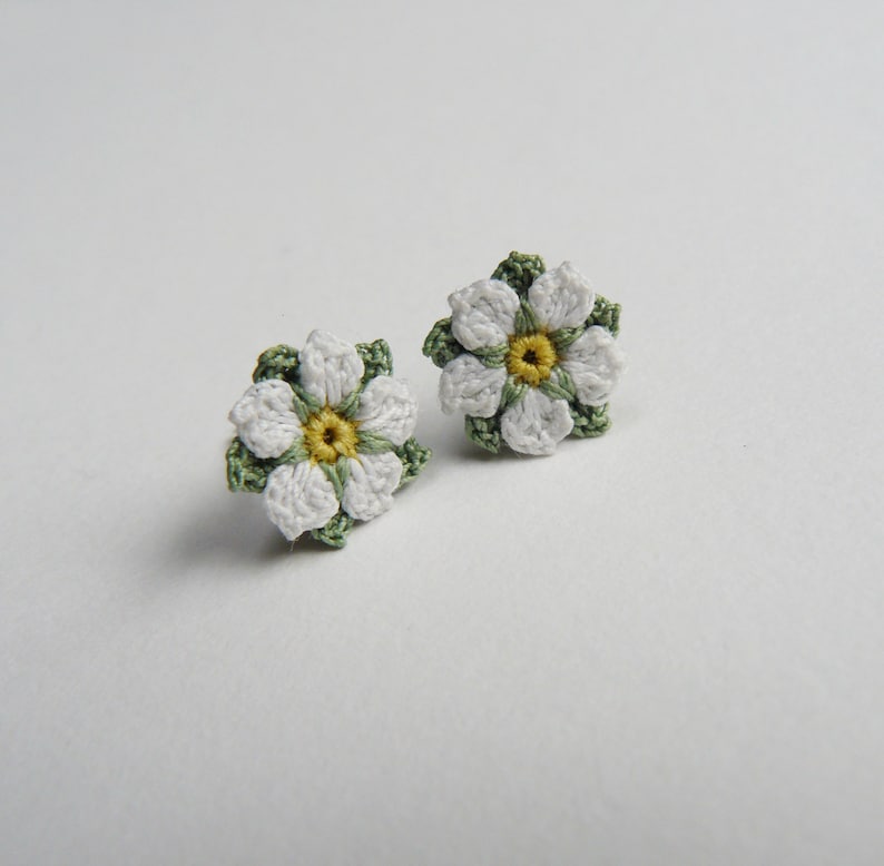 Yorkshire Rose Crochet Lace Ear Studs Crochet Cotton Flower - Etsy UK