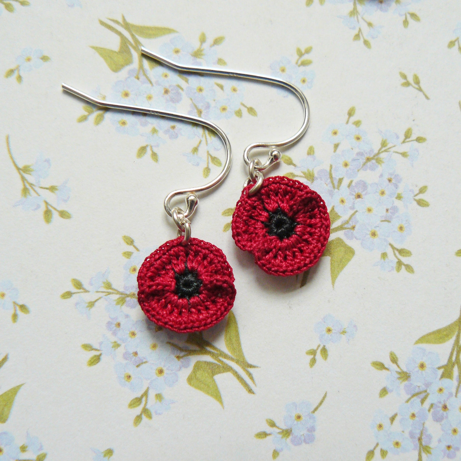 Micro Crochet Pattern Poppy Jewellery, Poppy Earring DIY, Gift for Her ...