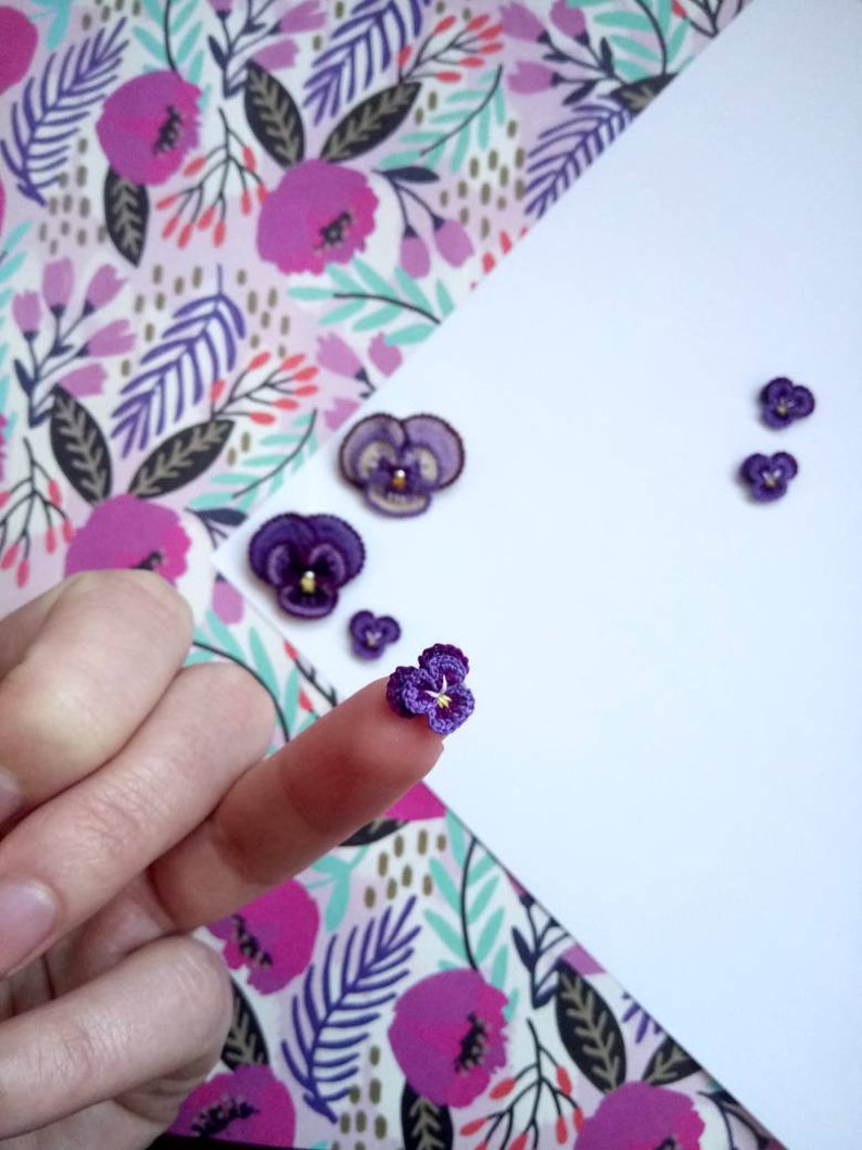 Pansy Earrings, Crochet Pansy Earrings, Crochet Lace, Sterling Silver ...