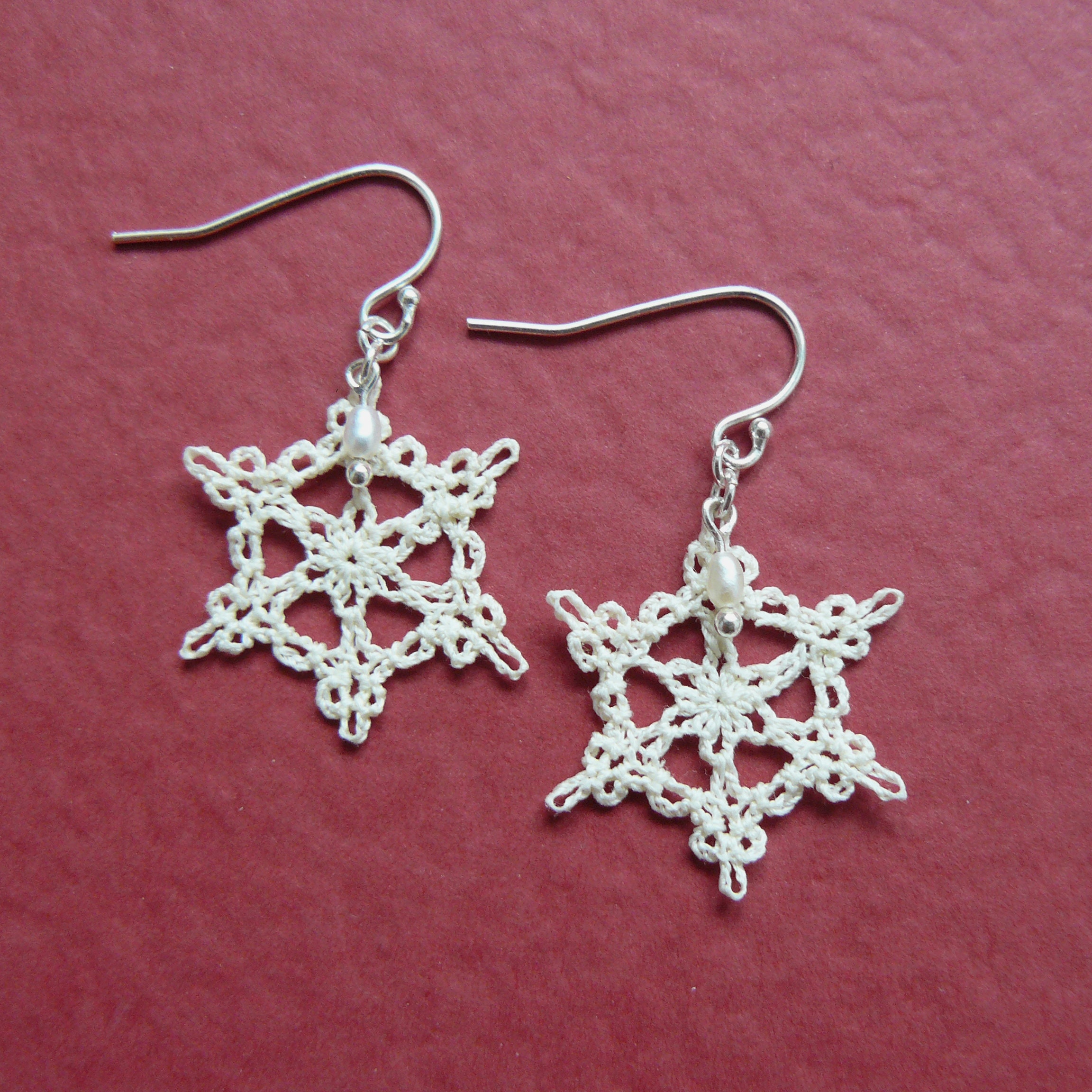 Snowflake Lace Earrings Crochet Snowflake Earrings - Etsy UK