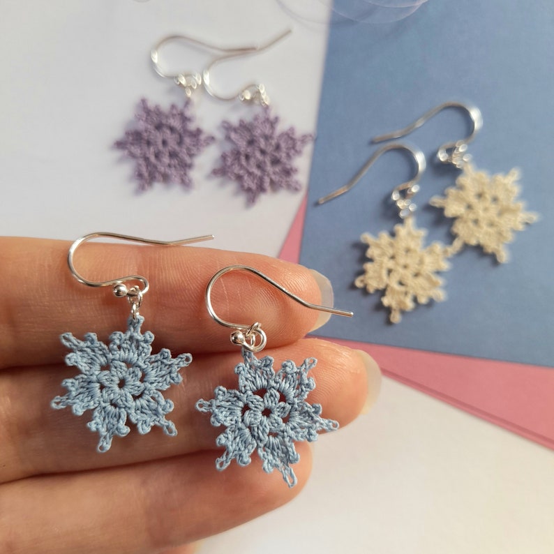 Snowflake Earring Crochet Pattern: Christmas Decoration Tutorial (PDF ...