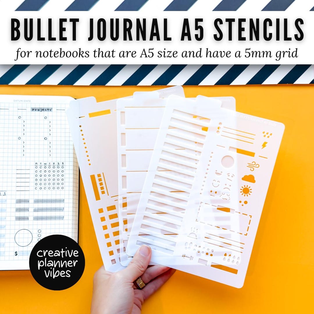 A5 Bullet Journal Stencils | 5mm Grid Notebooks - Etsy