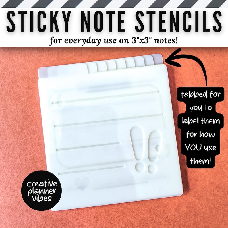 Sticky Note Stencils 3" X 3" | Set of 9 | Post-it Note Templates - Etsy