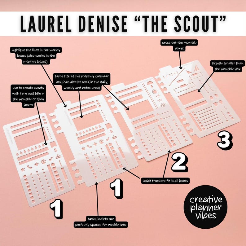 Laurel Denise "scout" Large Planner Stencil & Clip-in Inserts - Etsy